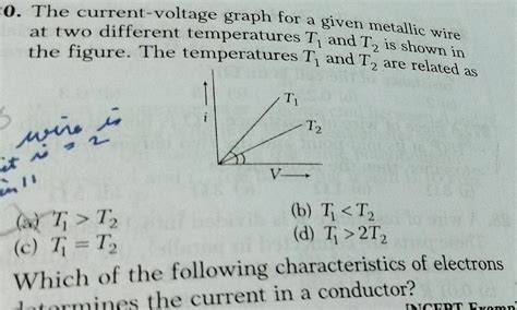 [answered] 20 The Current Voltage Graph For A Given Metallic Wire At