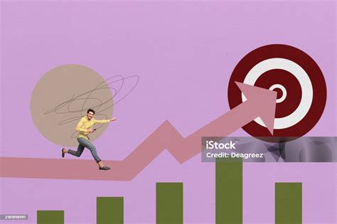 창조적 인 콜라주 젊은 야심 찬 남자 실행 지속성 성취 꿈의 성취 도달 성공 동적 화살표 방향 차트 25 29세에 대한 스톡 사진 및 기타 이미지 Istock