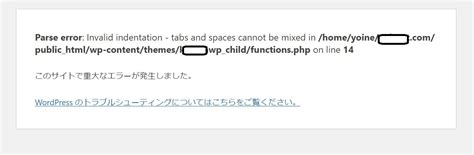 エラー「 Invalid Indentation Tabs And Spaces Cannot Be Mixed In」解決の顛末記 50才カメ丸アフィリエイトへっぽこ挑戦記