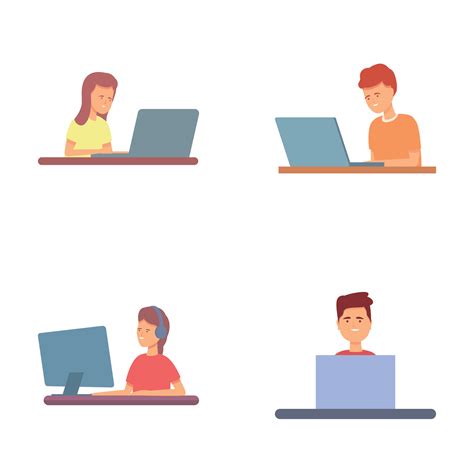 Programmer People Icons Set Cartoon Software Development Team 47052021 Vector Art At Vecteezy