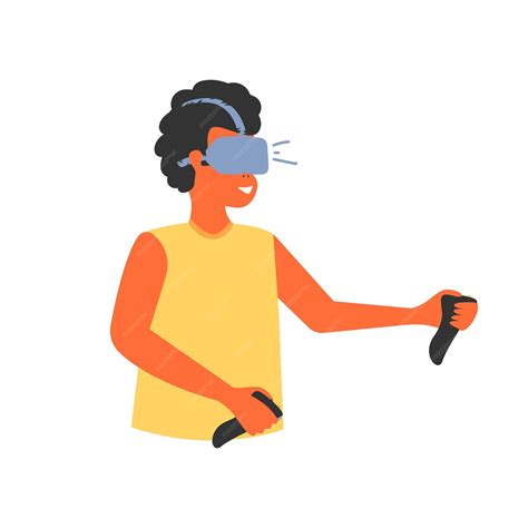 Premium Vector Man Wearing Virtual Reality Headset Illustration