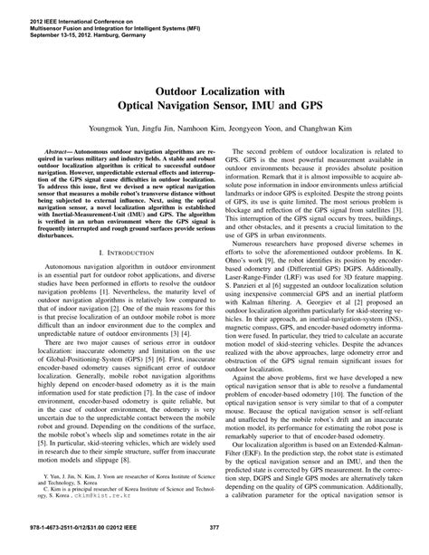 pdf outdoor localization with optical navigation sensor imu and gps