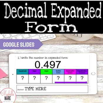 Digital Decimal Expanded Form By Mychelle Marie TPT