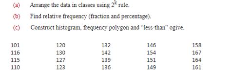 Solved A 6 C Arrange The Data In Classes Using 2k Rule