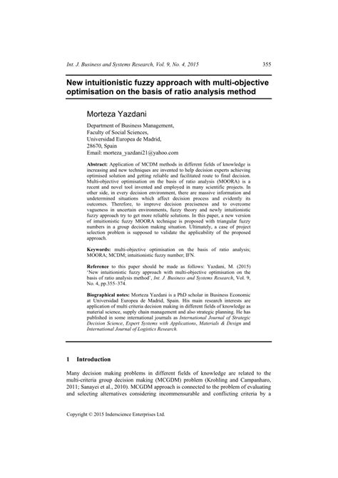 pdf new intuitionistic fuzzy approach with multi objective