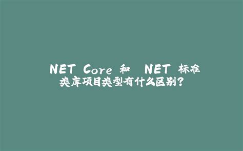 Net Core 和 Net 标准类库项目类型有什么区别？ 拾光赋