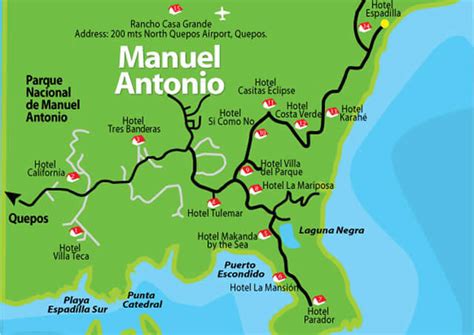 Costa Rica Manuel Antonio Map Park Trails And Beaches