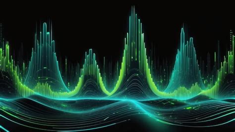 Futuristic Binary Waveforms Cascading In Neon Blue And Green Hues Premium Ai Generated Image