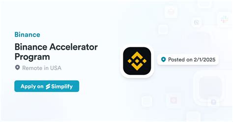 Binance Accelerator Program Binance Simplify Jobs