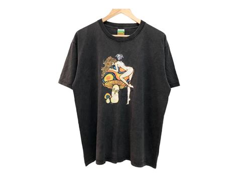 Vintage Psychedelic Lsd Nudity Angel With Mushrooms Graphical Tee Etsy