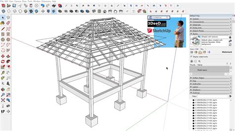 Quick Tips การสร้างโครงหลังคาปั้นหยาด้วย Sketchup Youtube