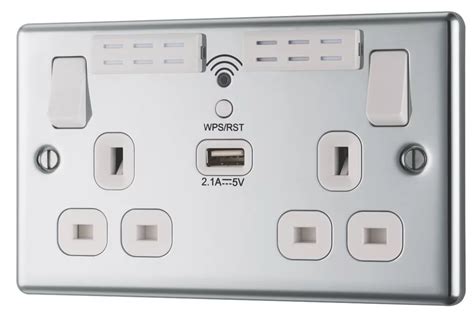 Lap 13a 2 Gang Sp Switched Wi Fi Extender Socket 2 1a 10 5w 1 Outlet Type A Usb Charger