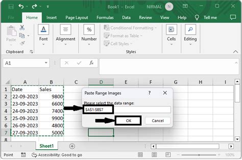 Excel 如何将一系列单元格粘贴为excel中消息正文的图像极客笔记