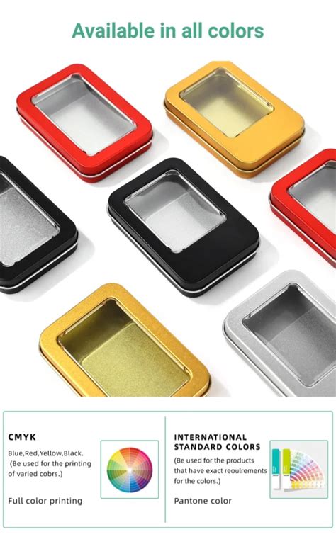 Silver Rectangular Tin Containers With Clear Window Jarsking