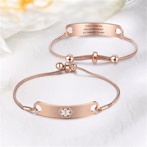 Personalised Medical Alert Bracelet For Women Medical Id Bracelet Medical Information Id Medical