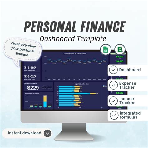 Personal Finance Dashboard Excel Template Income And Expense Tracker