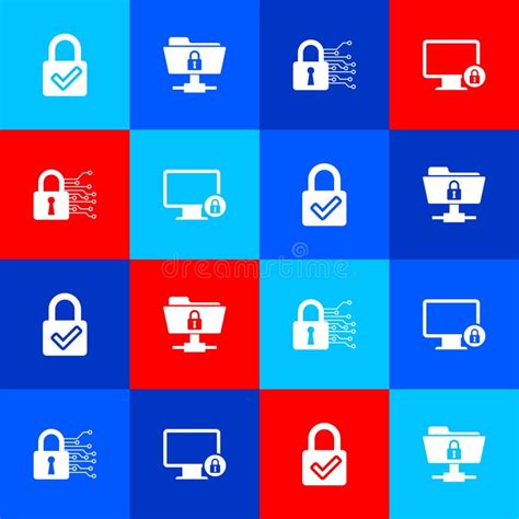Set Lock And Check Mark Ftp Folder Lock Cyber Security And On Monitor