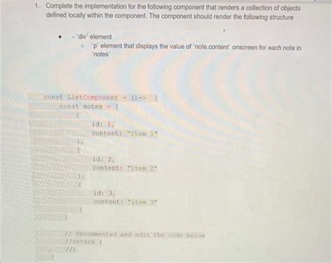Solved 1 Complete The Implementation For The Following