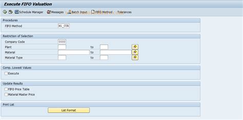MRF SAP Tcode Execute FIFO Valuation