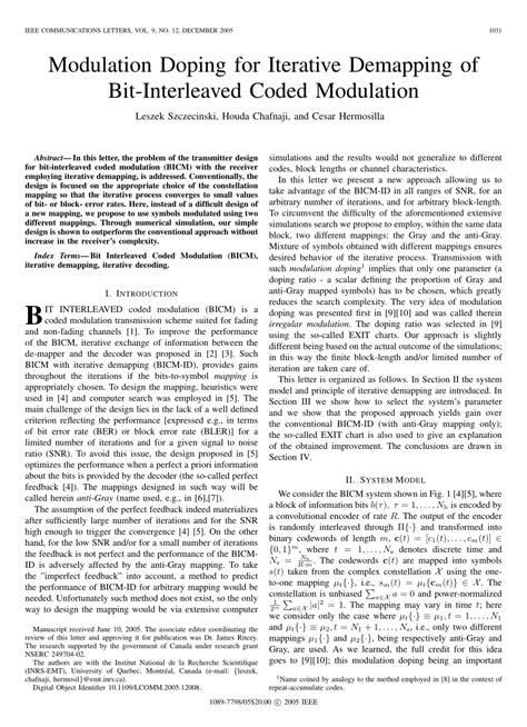 Pdf Modulation Doping For Iterative Demapping Of Bit Interleaved