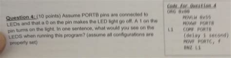 solved question 4 10 points assume portb pins are