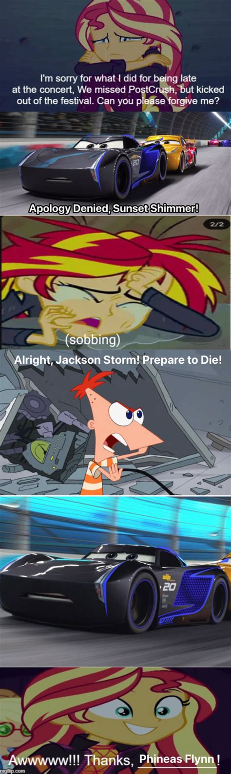 Phineas Saves Sunset Shimmer From Jackson Storm By Jacksontormbaymaz On