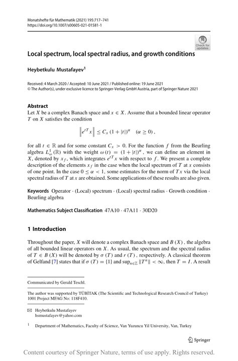 Local Spectrum Local Spectral Radius And Growth Conditions Request Pdf