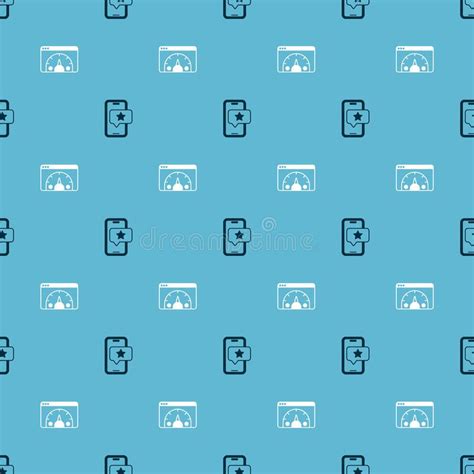 Set Mobile With Review Rating And Website Statistic On Seamless Pattern Vector Stock Vector
