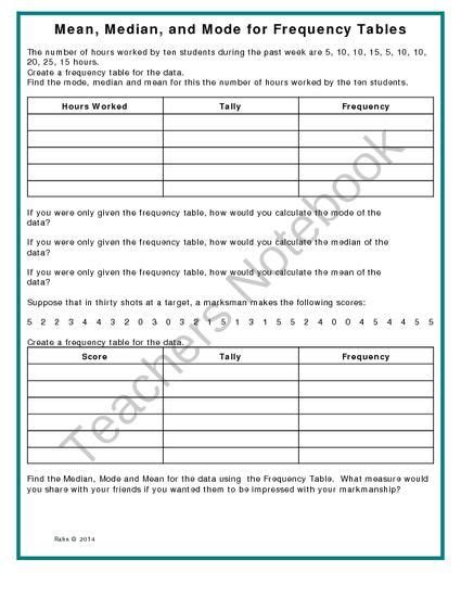 Work Out Mean From A Frequency Table