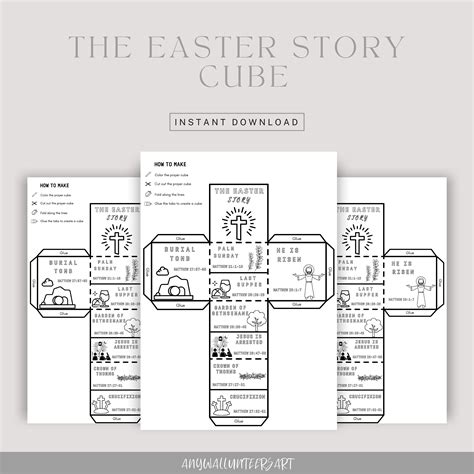 Easter Story Coloring Cube Printable Bible Verse Activity Easter