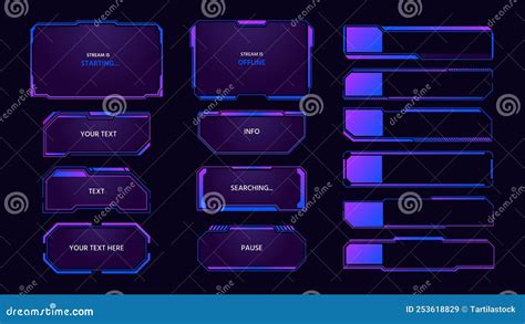 Game Panel. Streaming Overlay Interface Elements, Futuristic Monitor Tabs and Frames, Live ...
