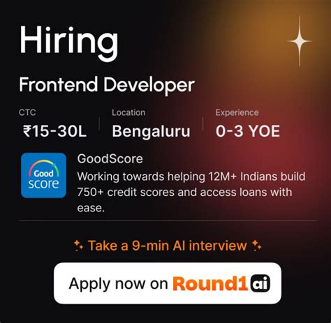 Goodscore Hiring Frontend Developer ₹1530lpa