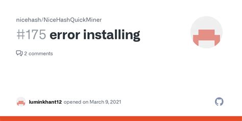 Error Installing Issue Nicehash NiceHashQuickMiner GitHub