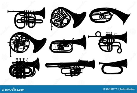 Set Silhouettes Of Musical Instruments Stock Illustration