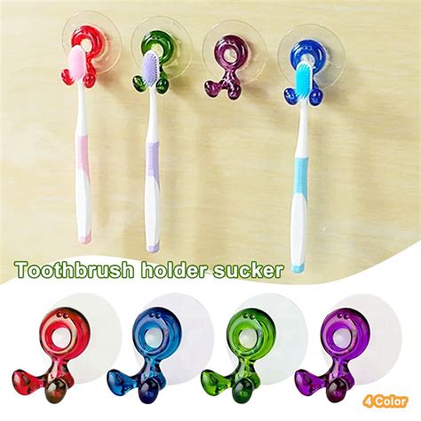 자체 접착 칫솔 치약 홀더 플라스틱 귀여운 빨판 흡입 욕실 정리 가족 도구 액세서리 2칫솔 살균제 Aliexpress