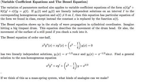The Variation Of Parameters Method Also Applies To