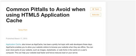 Common Pitfalls To Avoid When Using HTML Application Cache