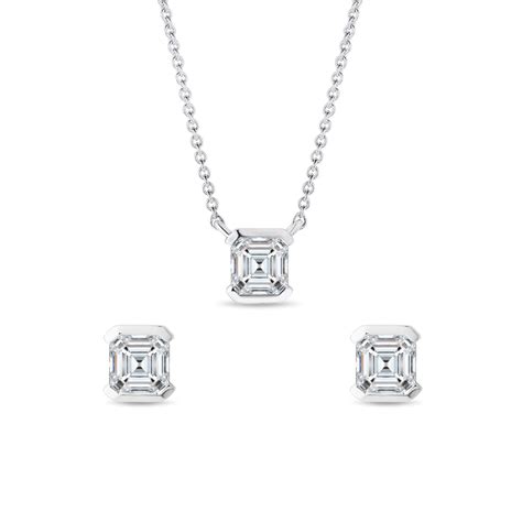 Set Aus Halskette Und Ohrringen Mit Diamanten In Weißgold Klenota
