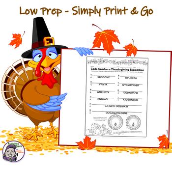 Thanksgiving Logic Puzzles Cypher Decoding Activity Worksheet Task Cards Packet
