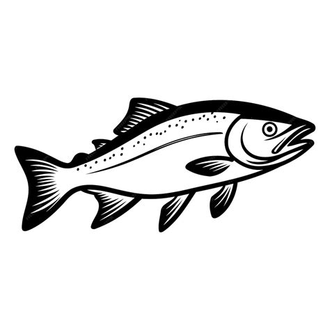 Black And White Illustration Of A Salmon Perfect For Seafood Menus