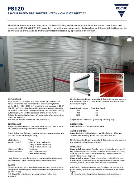 Fs120 Fire Shutter Datasheet Roché Systems Ltd Nbs Source