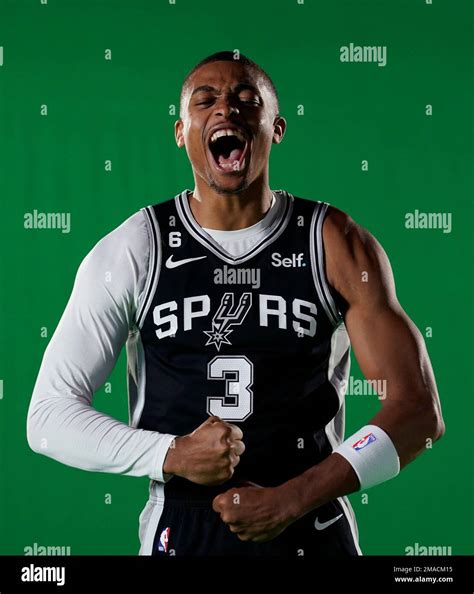 San Antonio Spurs Forward Keldon Johnson 3 Poses For Photos During