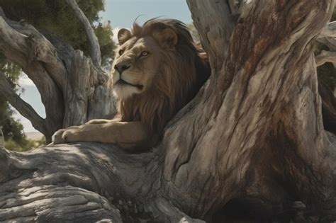 Premium Ai Image Lion In Nature In The Reserve Neural Network Ai Generated