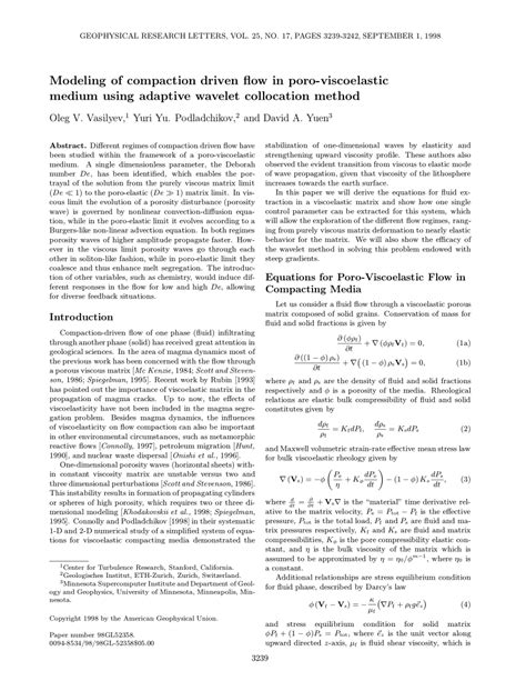 Pdf Modeling Of Compaction Driven Flow In Poro Viscoelastic Medium