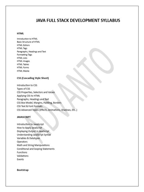 java full stack development syllabus pdf method computer