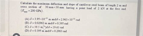 Solved Calculate The Maximum Deflection And Slope Of Chegg