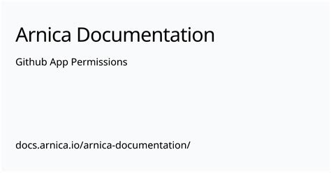 Github App Permissions Arnica Documentation