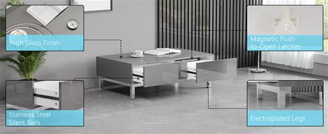 Amerlife High Gloss Electroplated Coffee Table 40 Wide