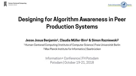 Pdf Designing For Algorithm Awareness In Peer Production Systems