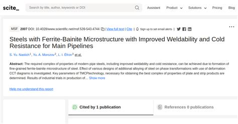 [citation Report] Steels With Ferrite Bainite Microstructure With Improved Weldability And Cold